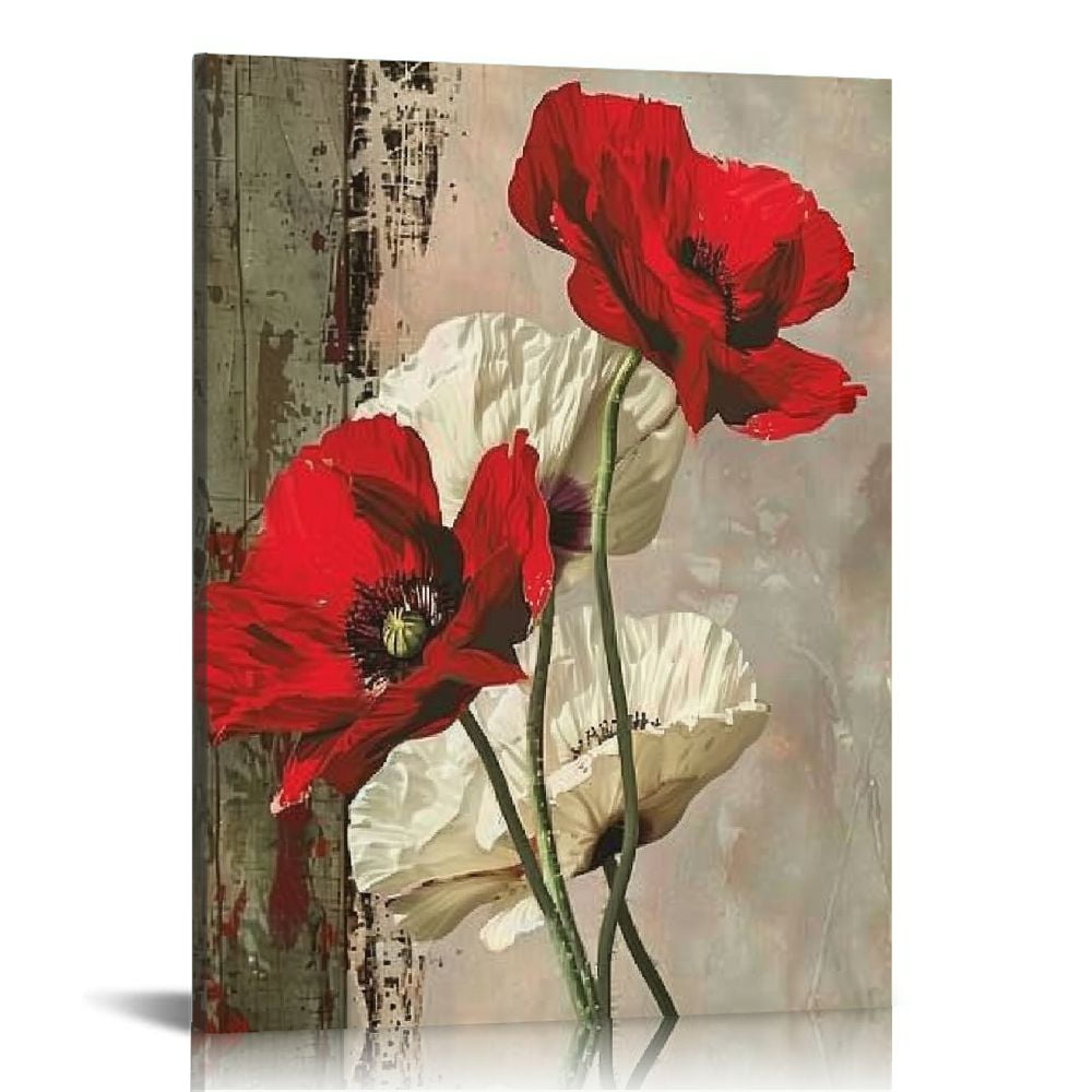 Acheng Red Poppy Wall Art Canvas Rustic Red Flower Pictures for ...