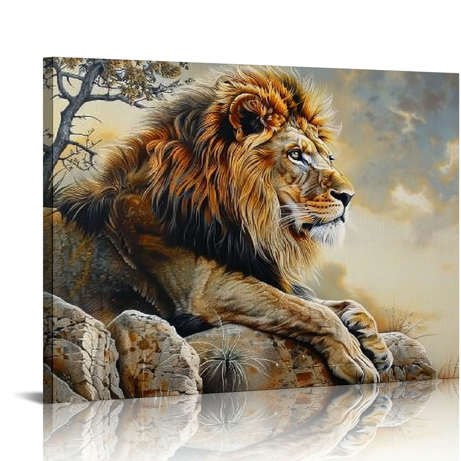 Acheng Roaring lion canvas print wall decor, Animal Print, Lion canvas ...
