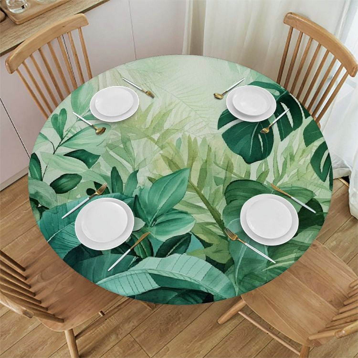 Acheng Round Tablecloth Palm Leaves with Lush Branches and Leaves Tropical Jungle Palm Leaves ...