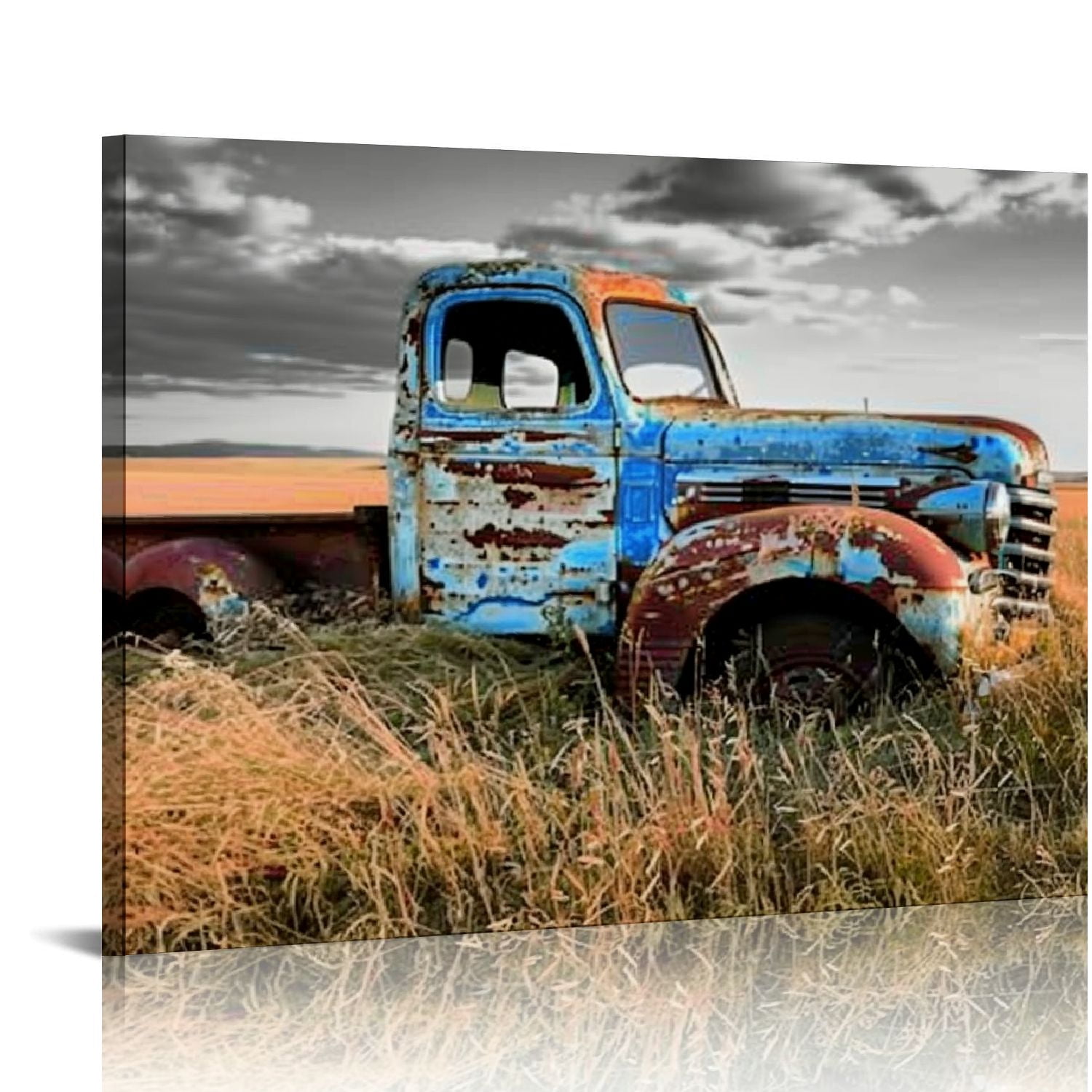 Acheng Rusty Car Canvas Wall Art: Old Truck Pictures Paintings Print on ...