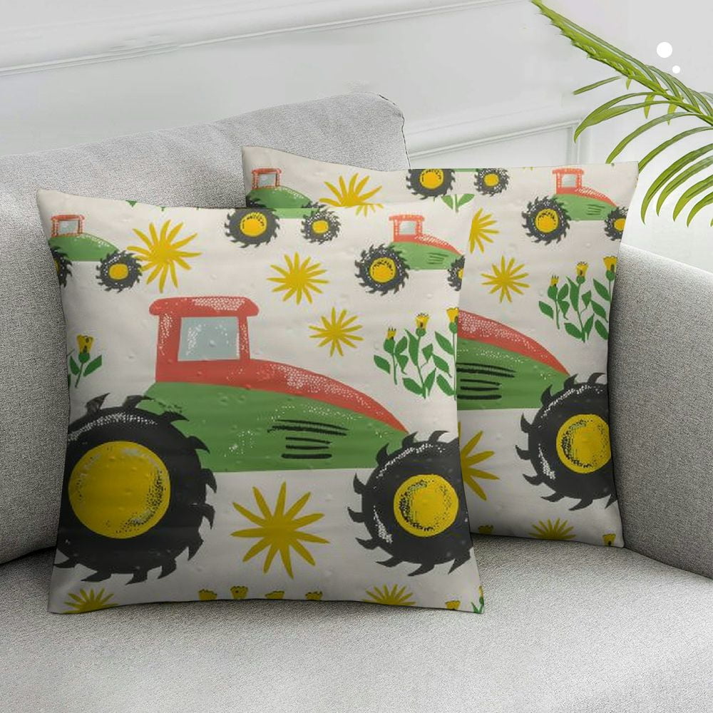 Acheng Satin Pillowcase for Hair and Skin, Green Tractor Pillow Case ...