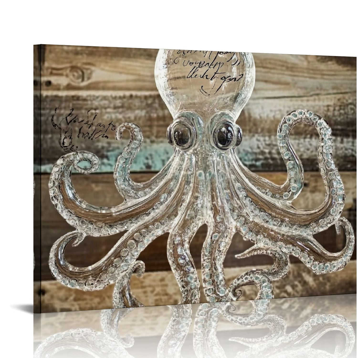 Acheng Sea Life Wall Art Decor: Bathroom Octopus Wood Print Ocean ...