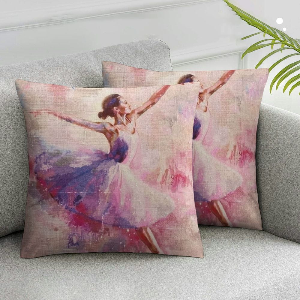 Acheng Set of 2 Ballerina Pillow Case Watercolor Painting Girl Ballet ...