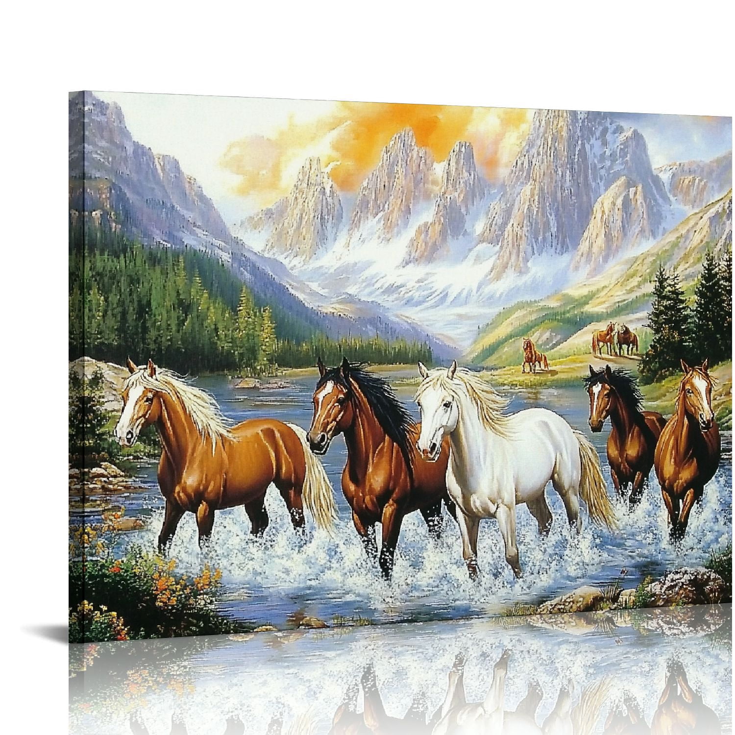 Acheng Seven Horses Running Wall Poster Horse Wall Art Framed Horse ...