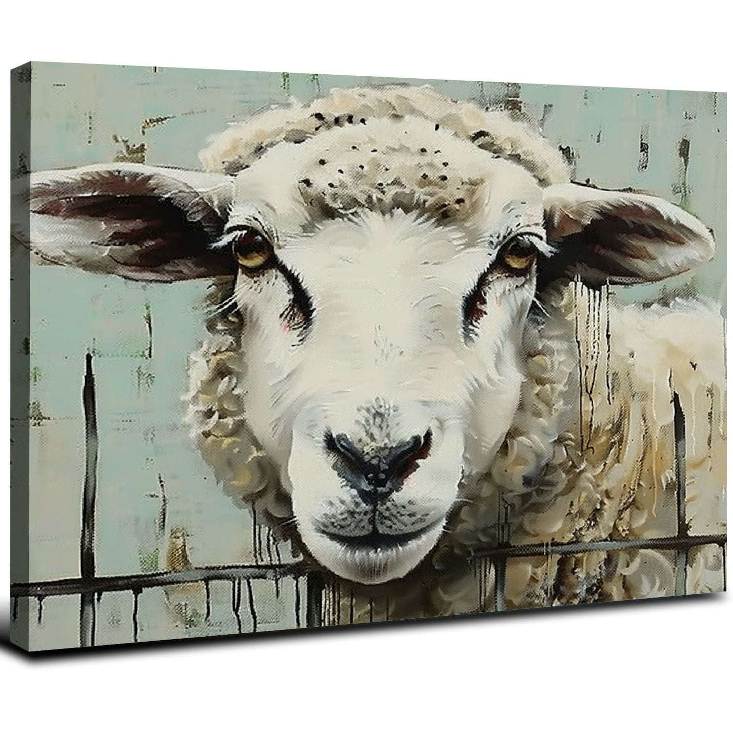 Acheng Sheep Canvas Wall Art Rustic Farmhouse Lamb Pictures Print Farm ...