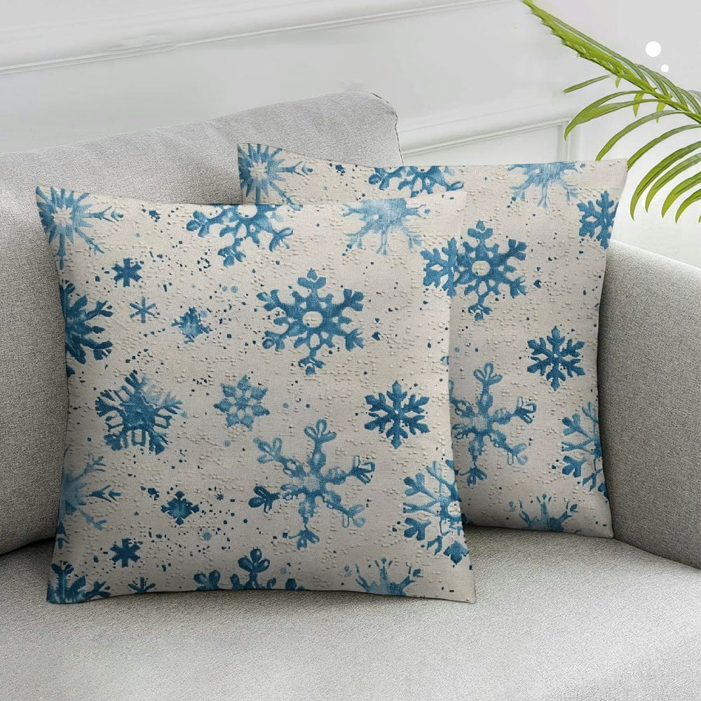 Acheng Snowflakes Pillow Case,Watercolor Blue Snowflakes Painted ...
