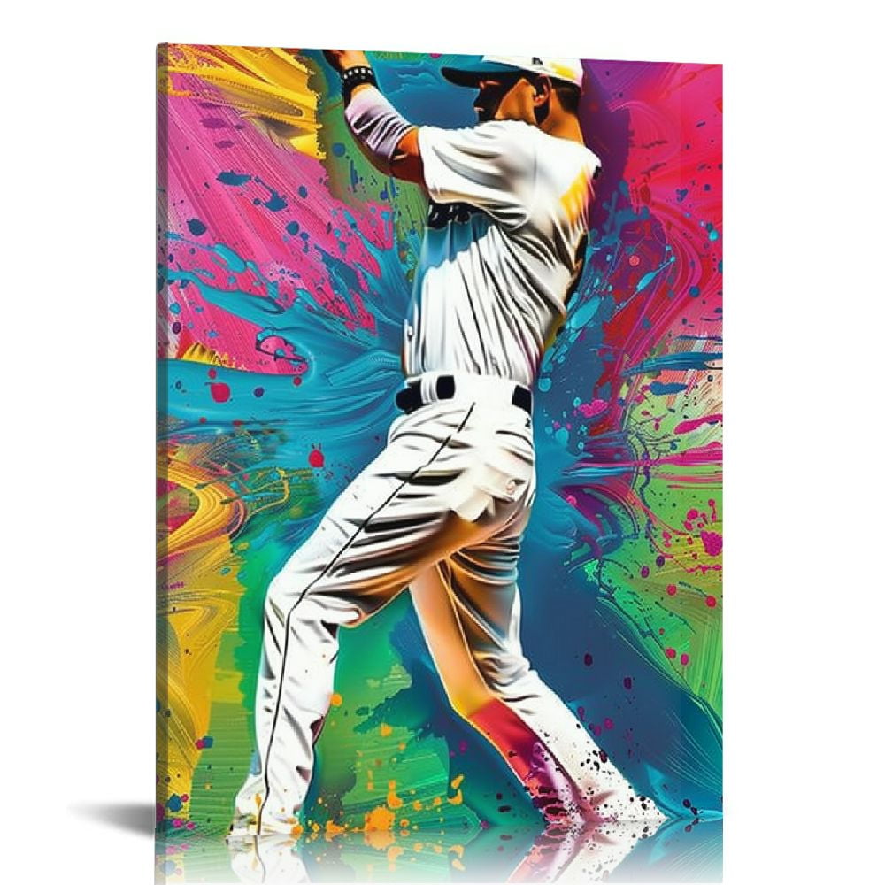 Acheng Sports Wall Art Baseball Posters Watercolor Softball Player ...