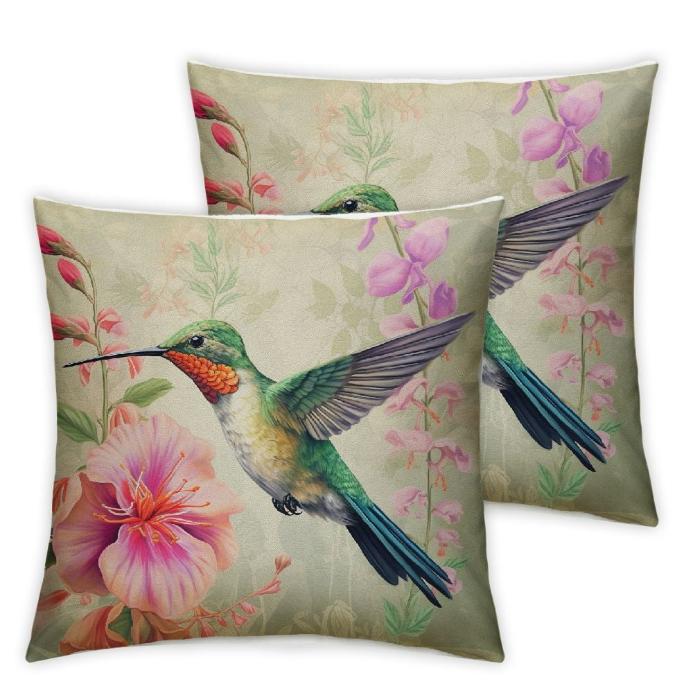 Acheng Spring Bird Pillow Covers Hummingbird Orchid Flowers Blooming ...