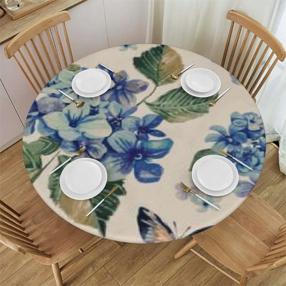 Acheng Spring Floral Tablecloth Round Hydrangea Spring Floral Seasonal ...