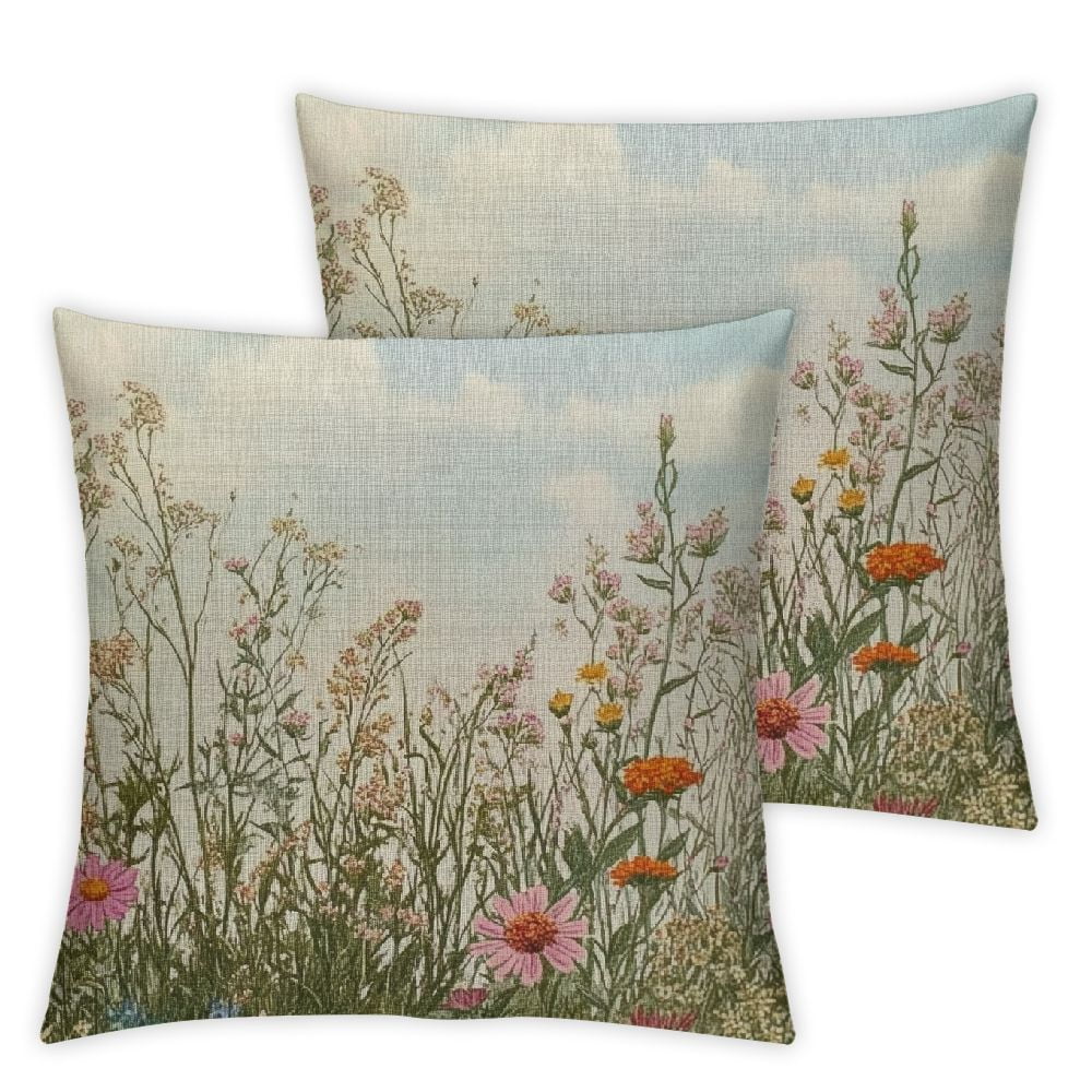 Acheng Spring Flower Pillow Covers Set of 2, Green Herbs Plant Leaf ...