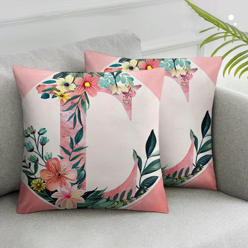 Acheng Spring Pillow Covers 2pcs Monogram Letter Pillow Covers Alphabet ...