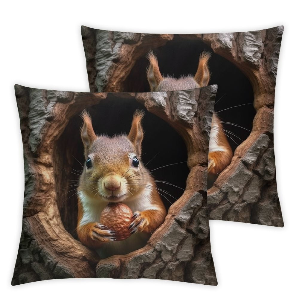 Acheng Squirrel Pillow Case Cushion Cover Kids Cute Animal Throw Pillow ...