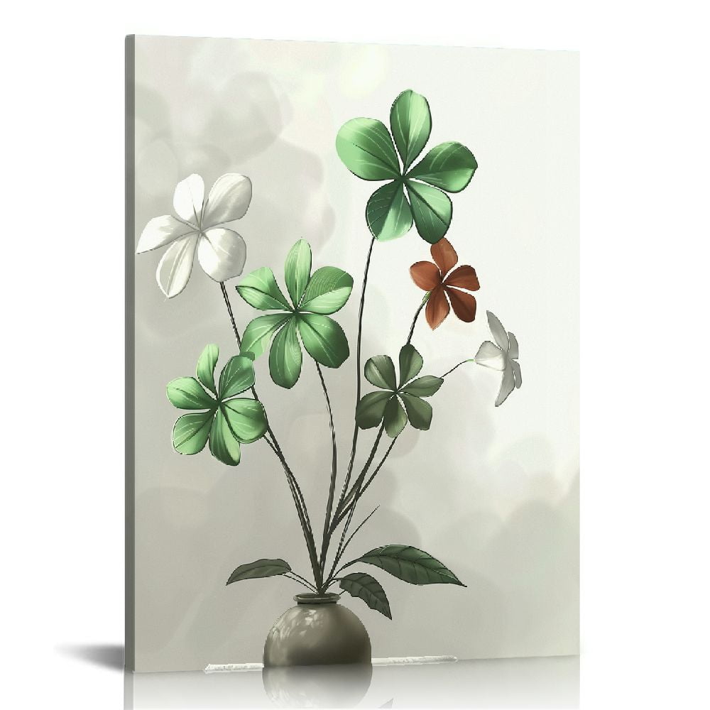 Acheng St. Patrick's Day Canvas Art,Bouquet Of Green Shamrock Leaves St ...