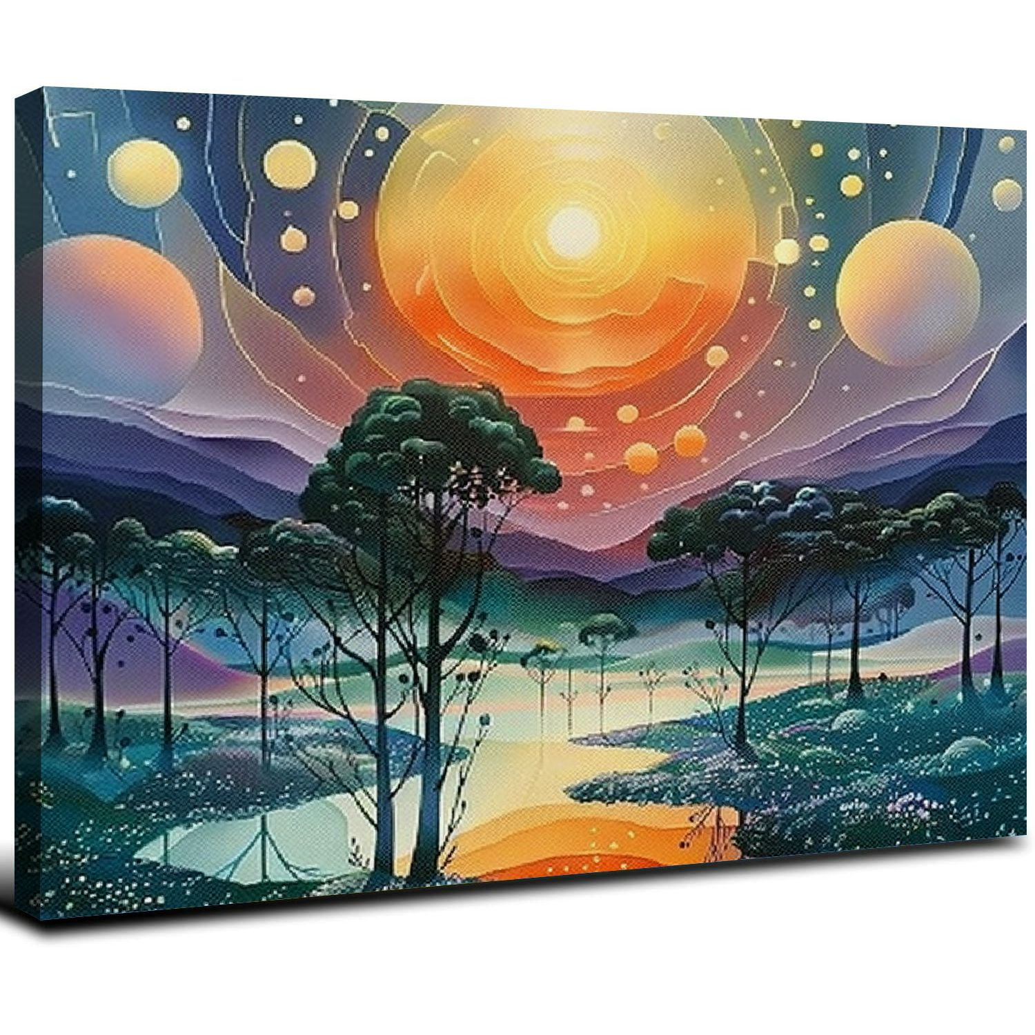 Acheng Sun Mountain Wall Decor Nature Wall Art Mid Century Art ...