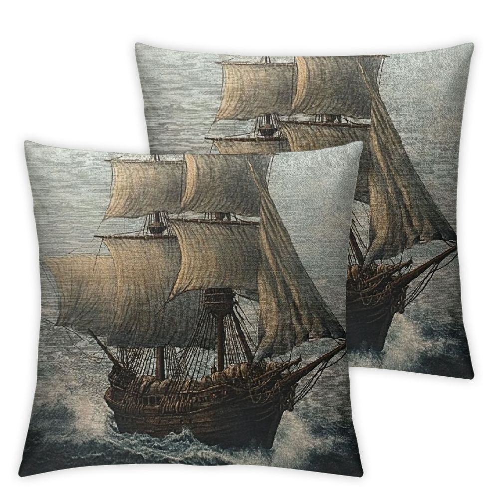 Acheng Throw Pillow Case Vintage Wooden Tall Ship Ocean Boat Adventure ...