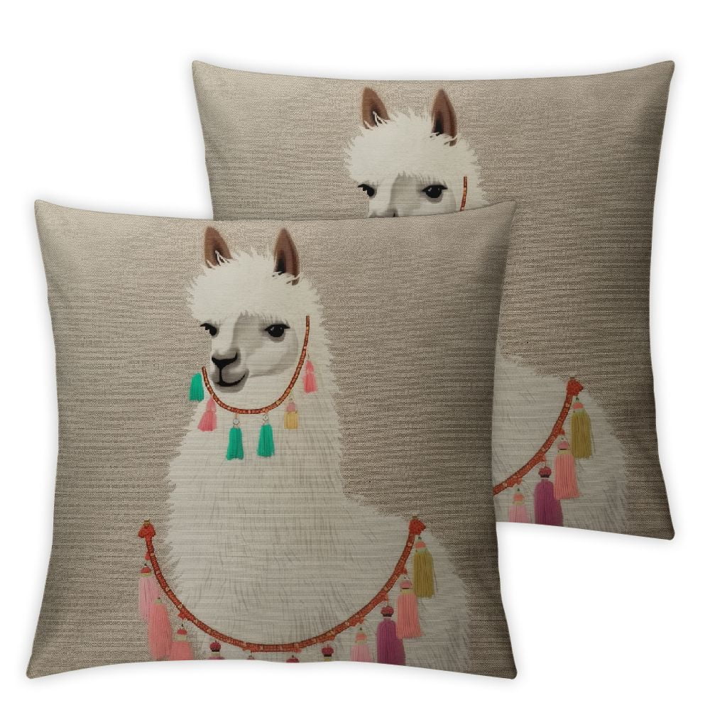 Acheng Throw Pillow Cover Cute Hand Drawn Llama Decorative Pillow Cases Home Decor Square ...