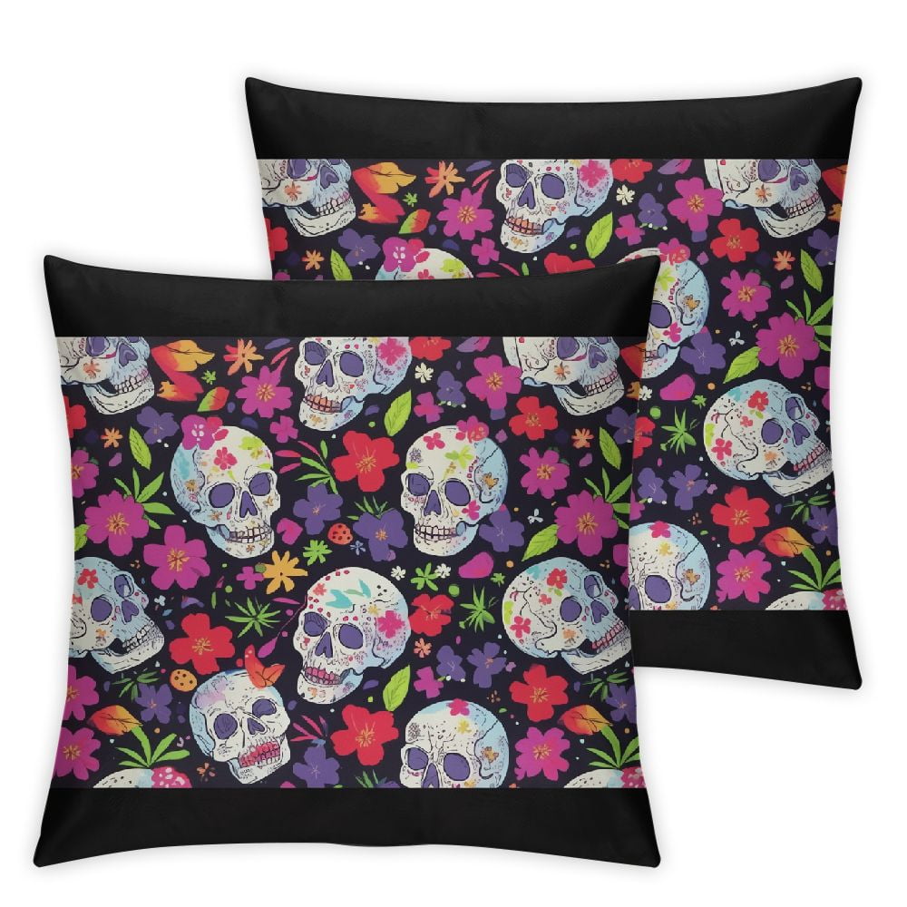 Acheng Throw Pillow Cover Day of The Dead Sugar Skull Victorian Gothic ...