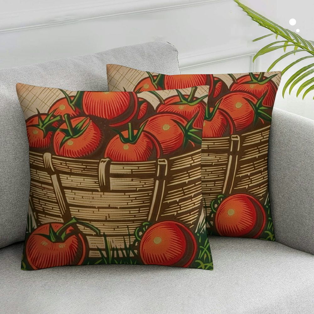 Acheng Tomato Pillow Cover,Retro Tomato Harvest Label with Landscape ...