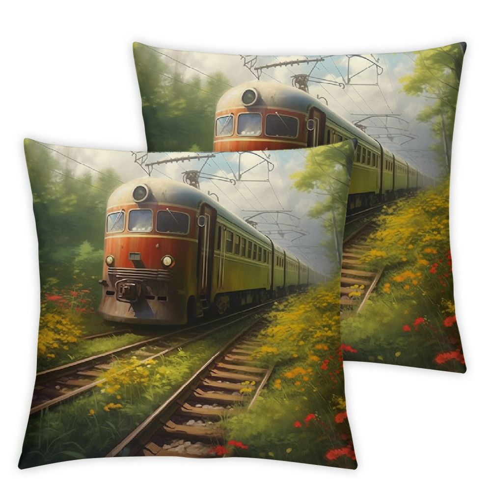 Acheng Train Throw Pillow Cover,Retro Steam Engine Pillow Cover for ...