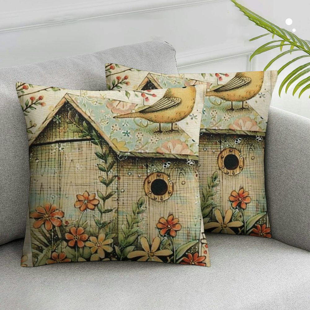 Acheng Vintage Flower with Birds Nest Decorative Throw Pillow Covers ...