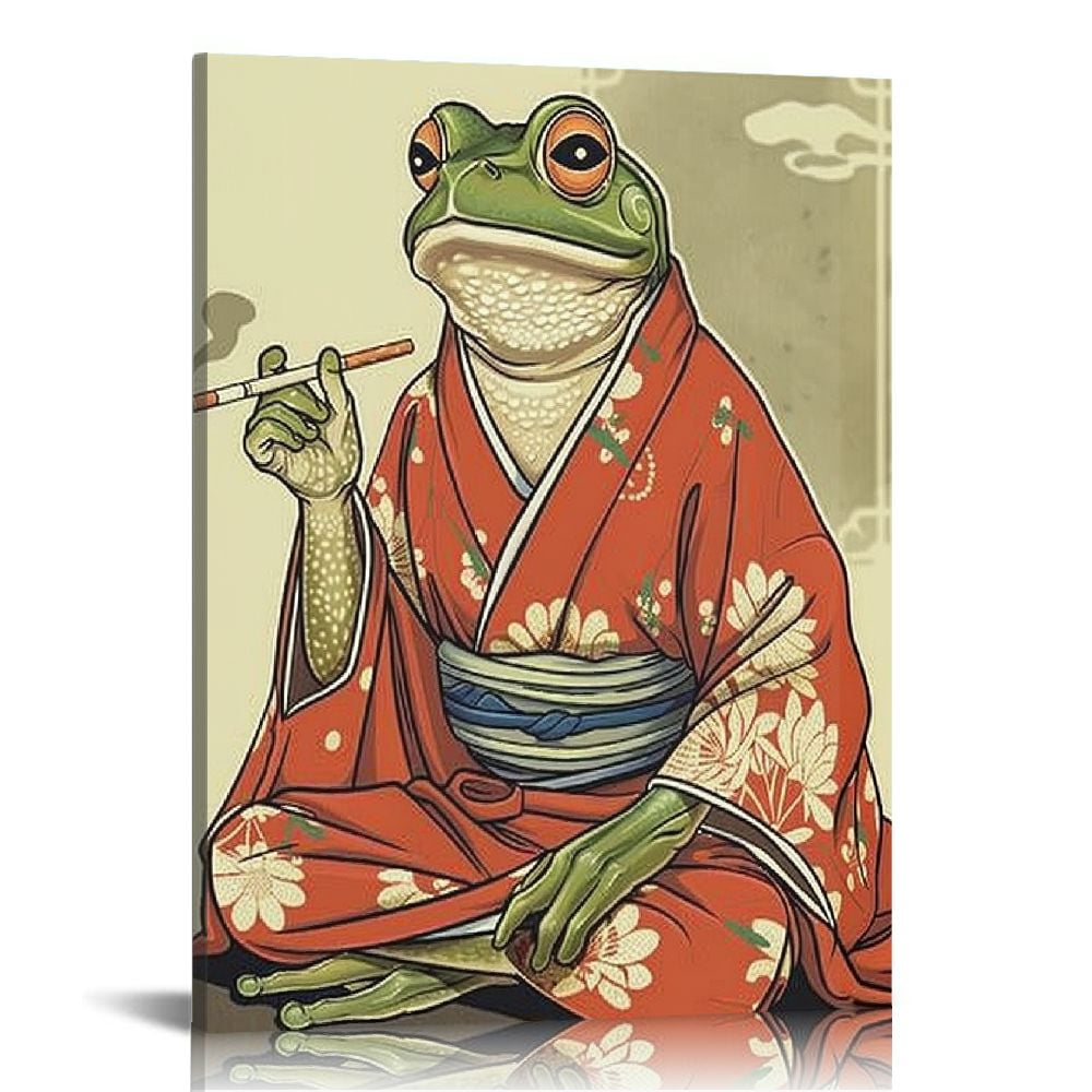 Acheng Vintage Frog Poster - Asian Frog Wall Art Prints, Wabi Sabi Art ...