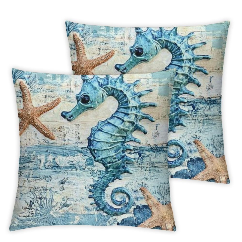 Acheng Vintage Seahorse Throw Pillow Covers Set of 2 Soft Retro Octopus ...