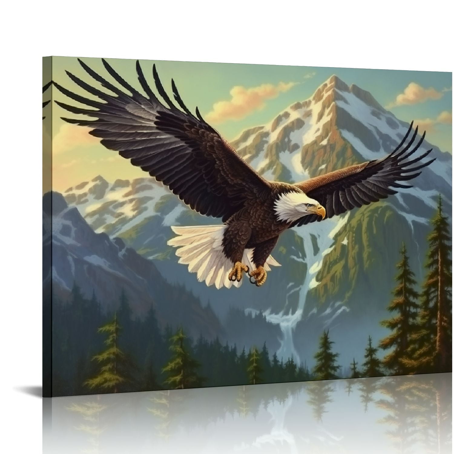 Acheng Wall Art Flying Eagle Canvas Prints Patriotic Concept Picture Inspiring Motivational ...