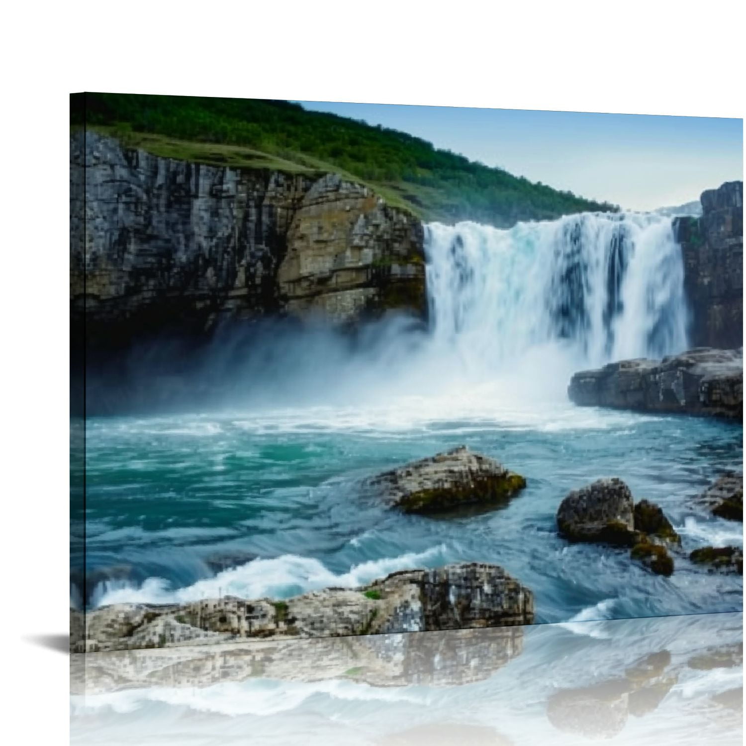 Acheng Wall Art Waterfall Godafoss with blue water in Iceland Landscape ...