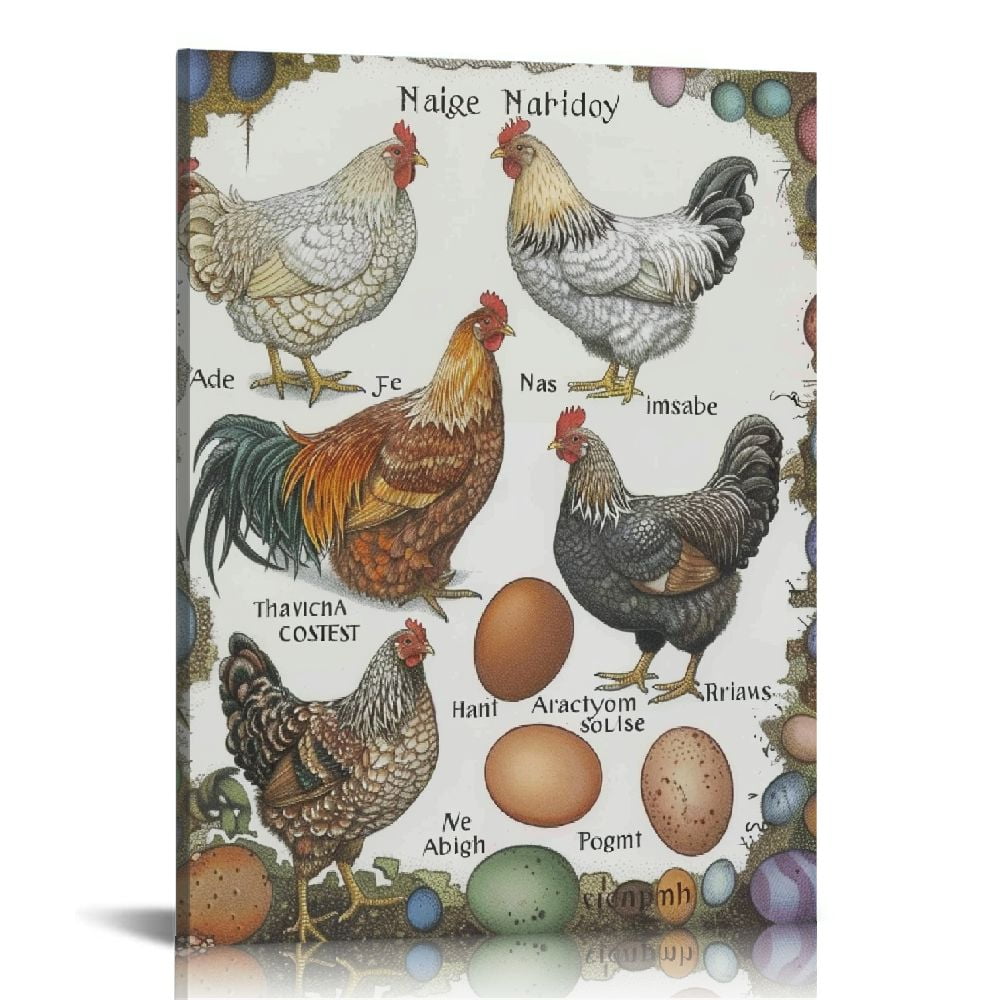 Acheng Wall Painting Animal Posters Rainbow Egg Layer Chickens Canvas ...