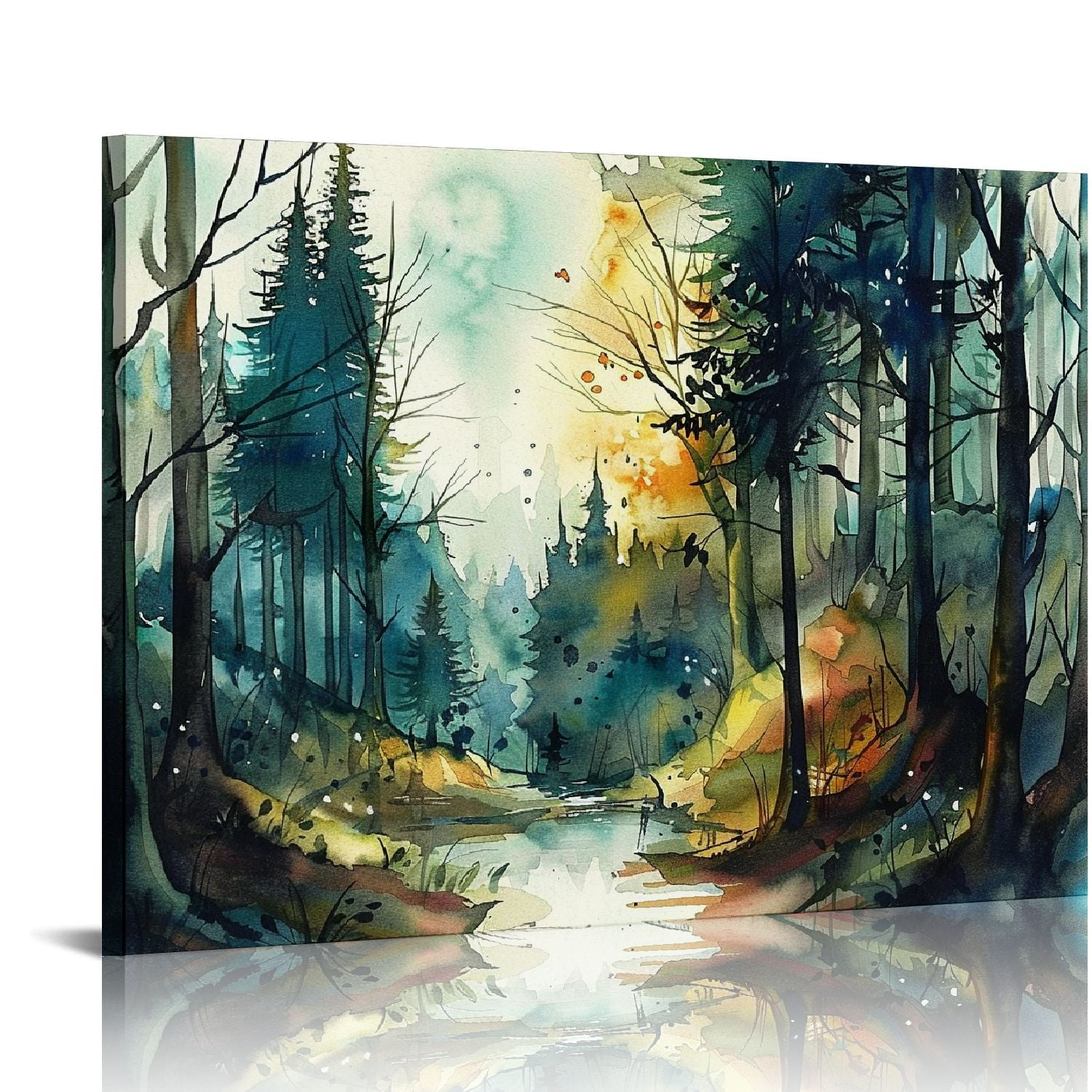 Acheng Watercolor Forest Poster,Green Trees Wall Art,Nature Serenity ...