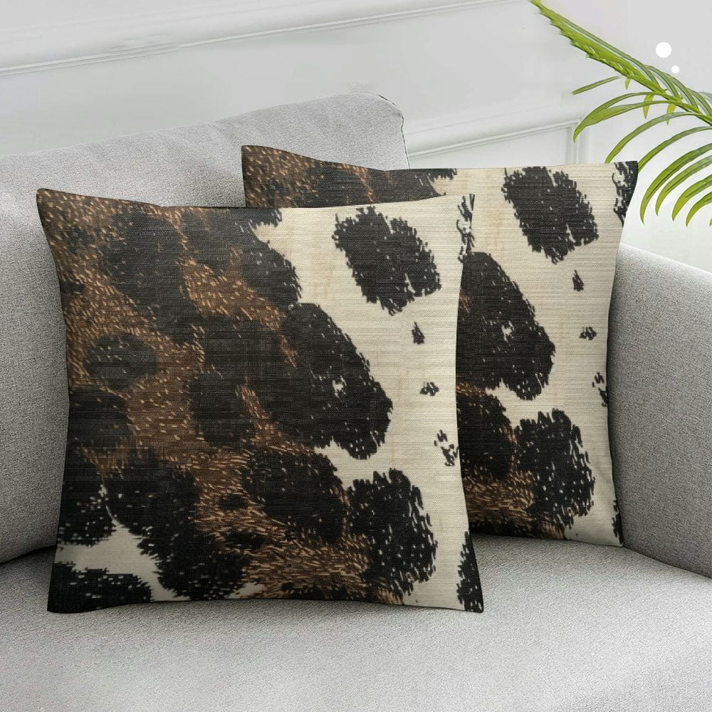 Acheng Western Cow Print Pillow Covers Black White Brown Cowhide ...