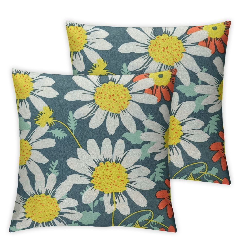 Acheng White Blooming Daisy Green Flower Stems Pillowcases Floral ...