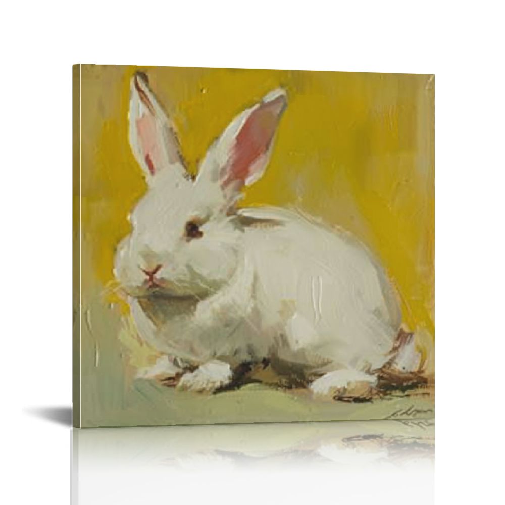 Acheng White Rabbit Wall Art Kids Room Bunny Rabbit Pictures Wall Decor ...