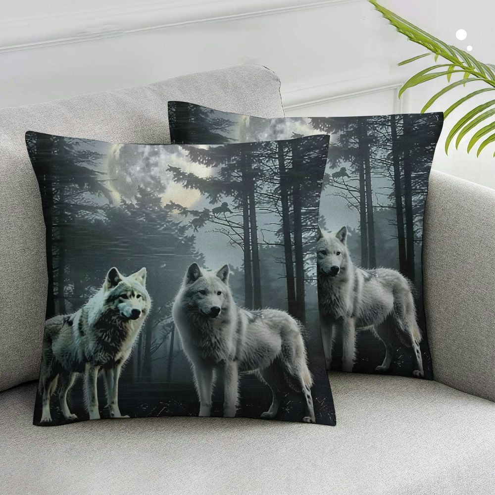 Acheng White Wolf Throw Pillow Covers for Couch Sofa Bed, Wolves ...