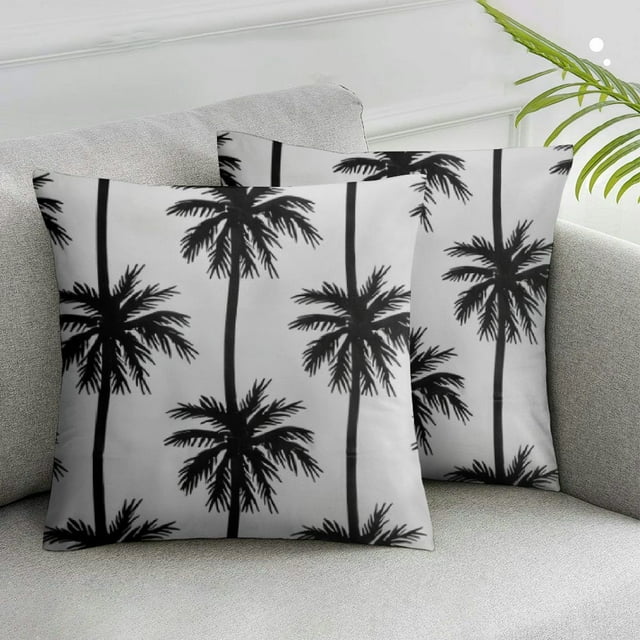 Acheng Whtie Black Palm Tree Pillow Covers Set of 2 Tropical Coconut ...