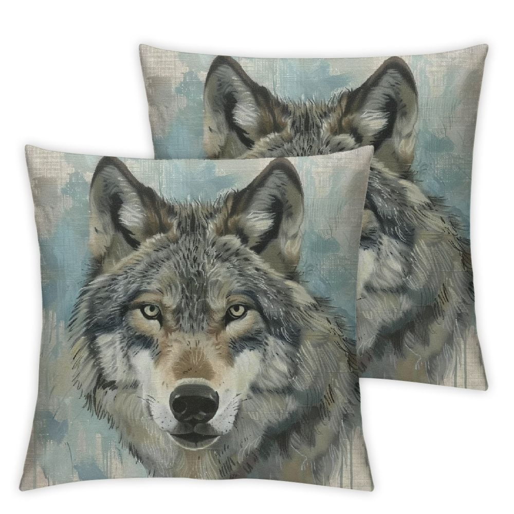 Acheng Wolf Decorative Pillow Case Art Wild Animal Grey Wolves Head Fur ...