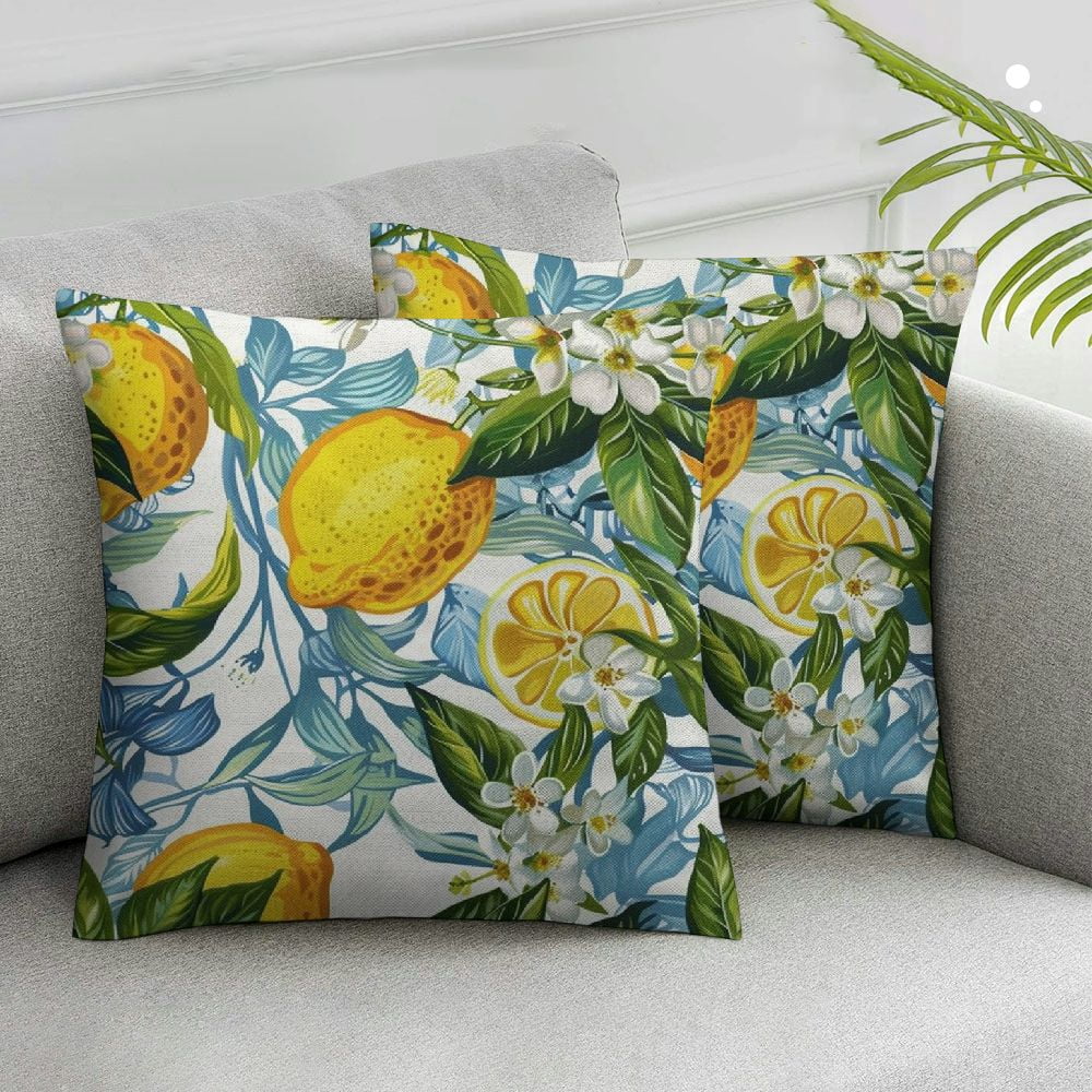 Acheng Yellow Lemon Throw Pillow Covers Super Soft Summer Tropic Fruits ...