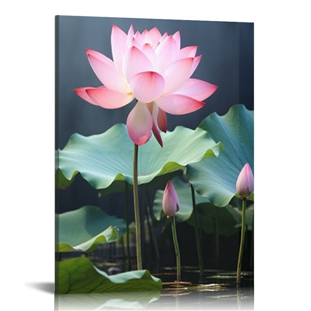 Acheng Zen Lotus Flower Canvas Wall Art Pink Lotus Floral Picture ...