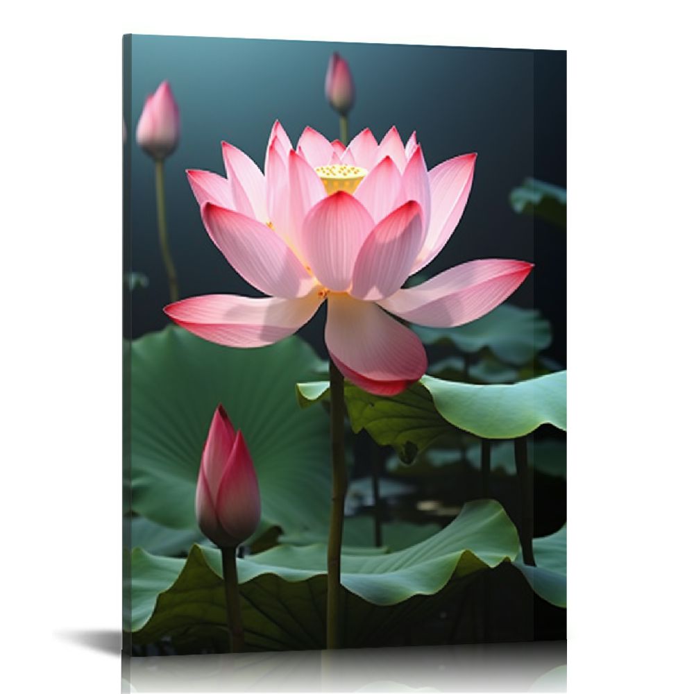 Acheng Zen Lotus Flower Canvas Wall Art Pink Lotus Floral Picture ...