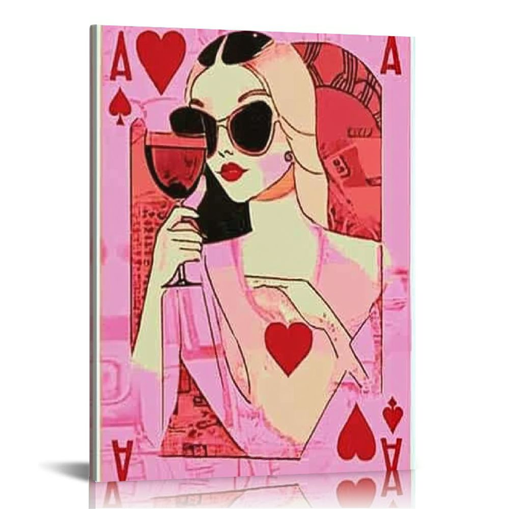 Acheng pink Queen of Hearts poker aesthetic posters funny preppy ...