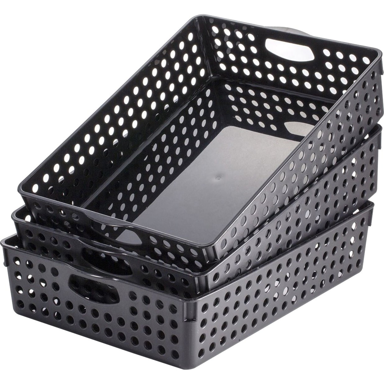 Achieva File Baskets, 13-1/4 x 9-5/8 x 3 Inches, Black, Pack of 3 ...