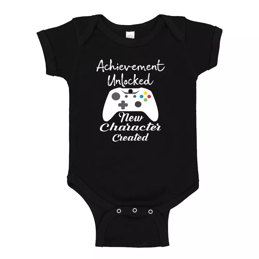 Achievement Unlocked New Character Created Funny Gamer Unisex Gift Baby ...