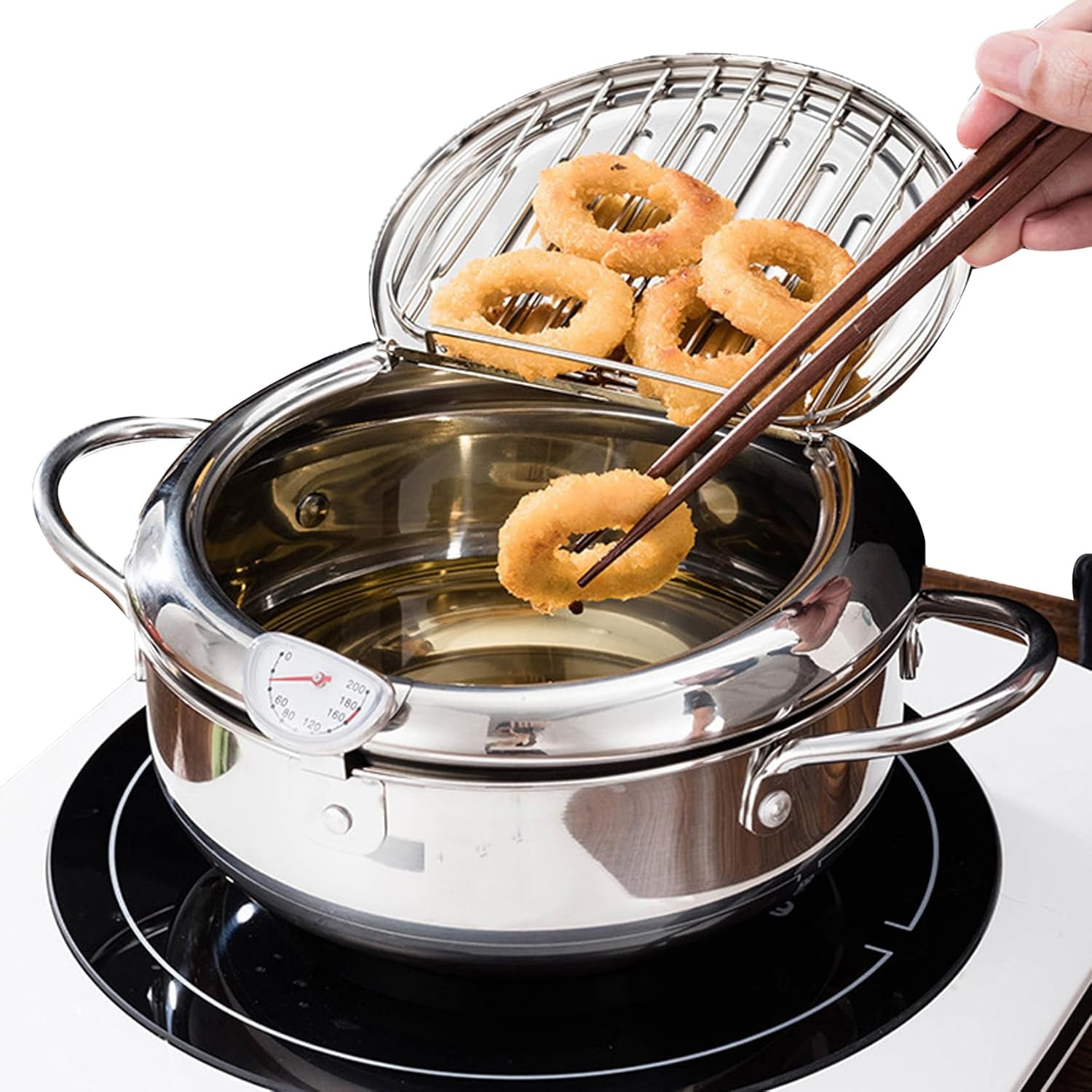 Achievementk - Stainless Steel Frying Pot, 304 Stainless Steel Deep ...