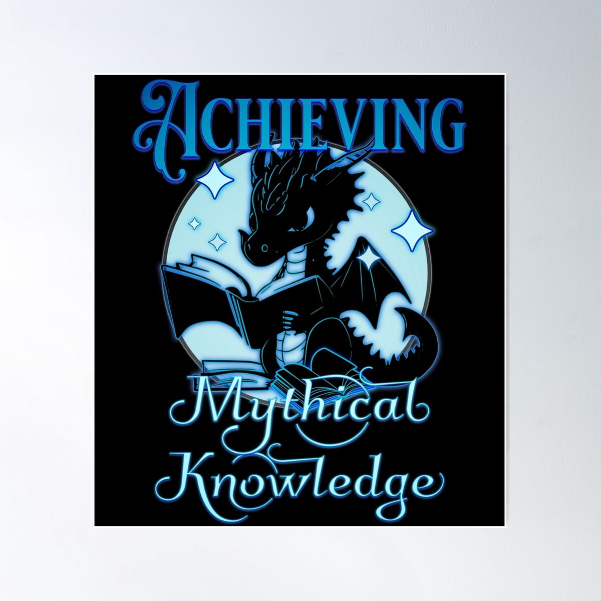 Achieving Mythical Knowledge Blue Dragon Poster Wall Art, Modern Wall ...