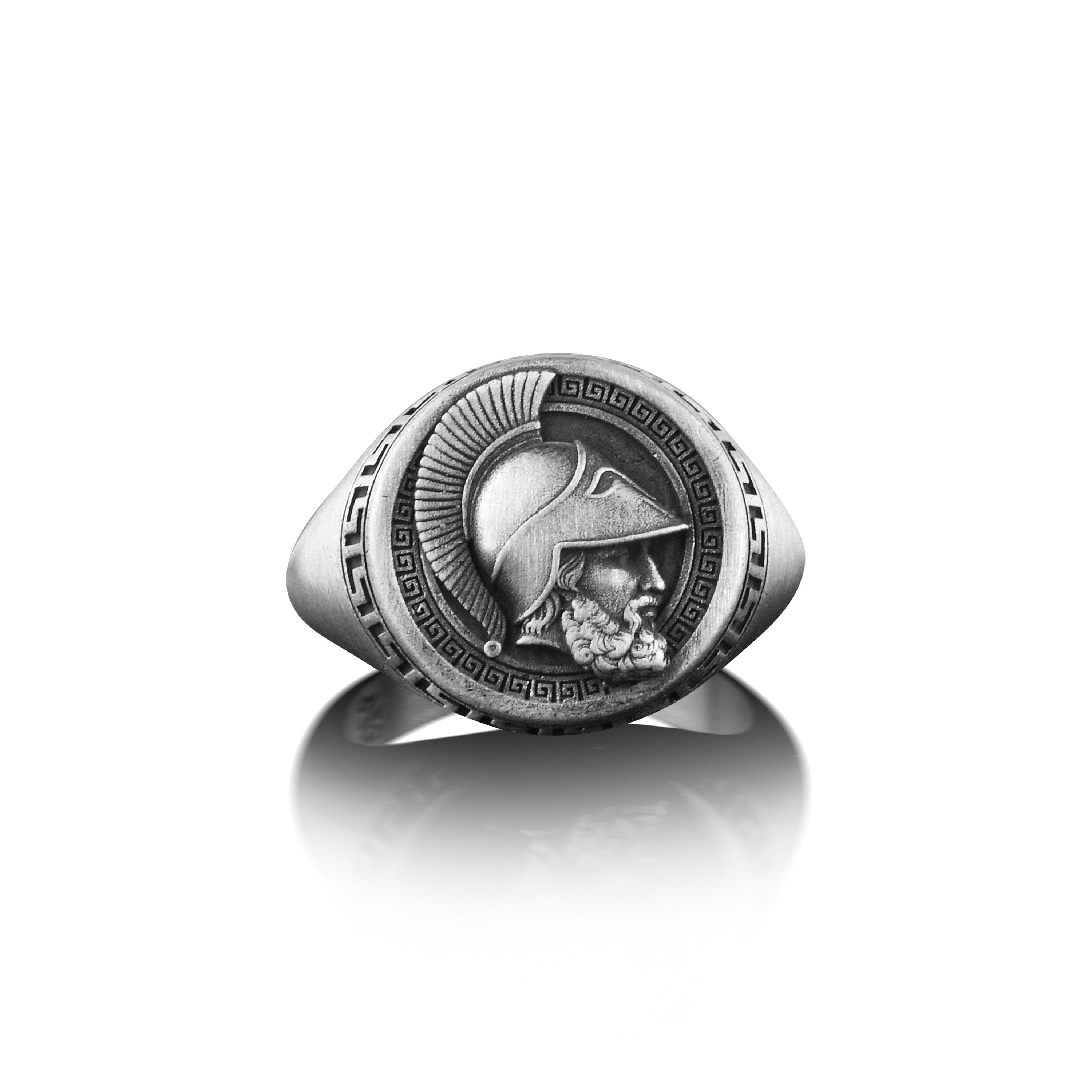 Achilles Greek Warrior Ring For Men, Oxidized Pinky Signet Mens Ring in ...
