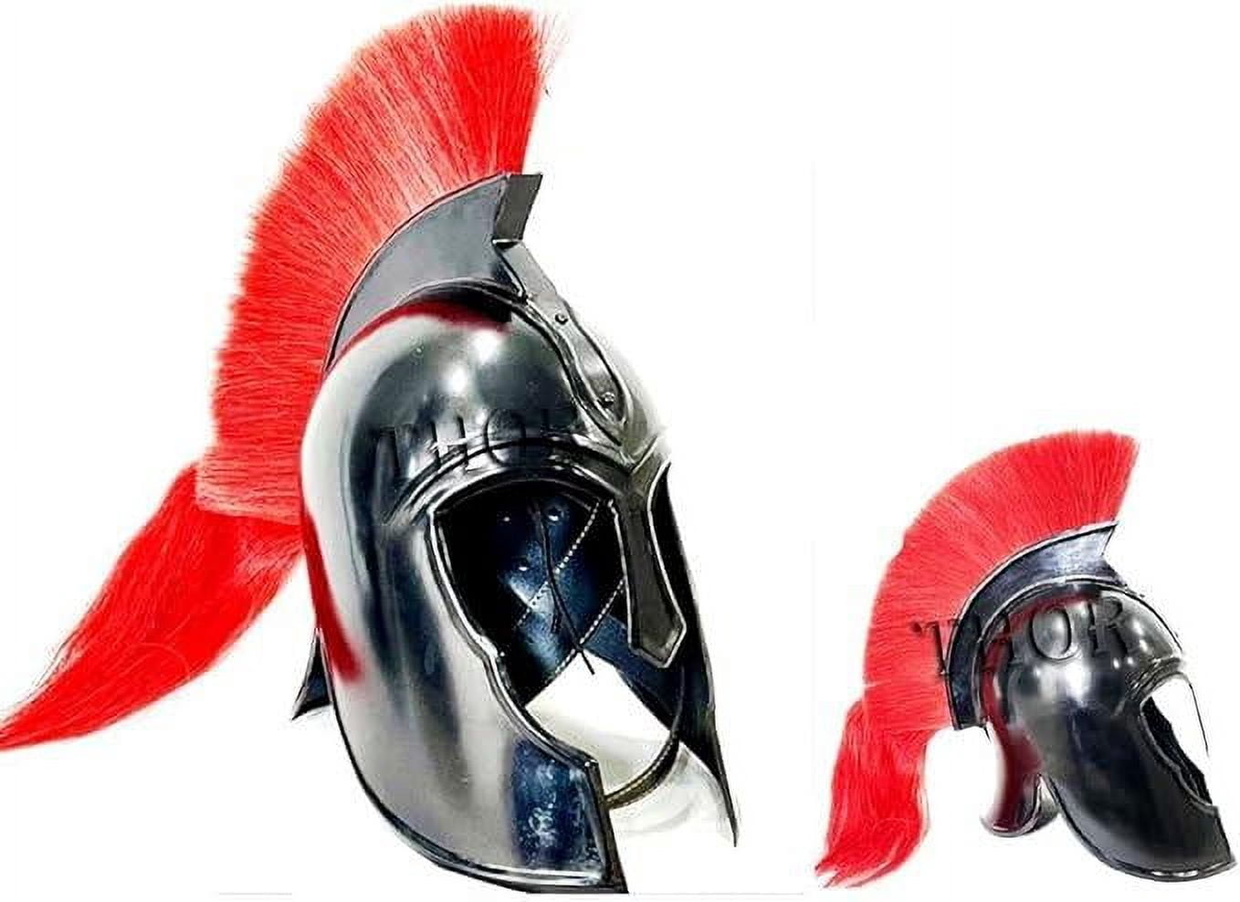 Achilles Medieval Troy Armor Helmet W/Red Plume One Size Black Rustic ...