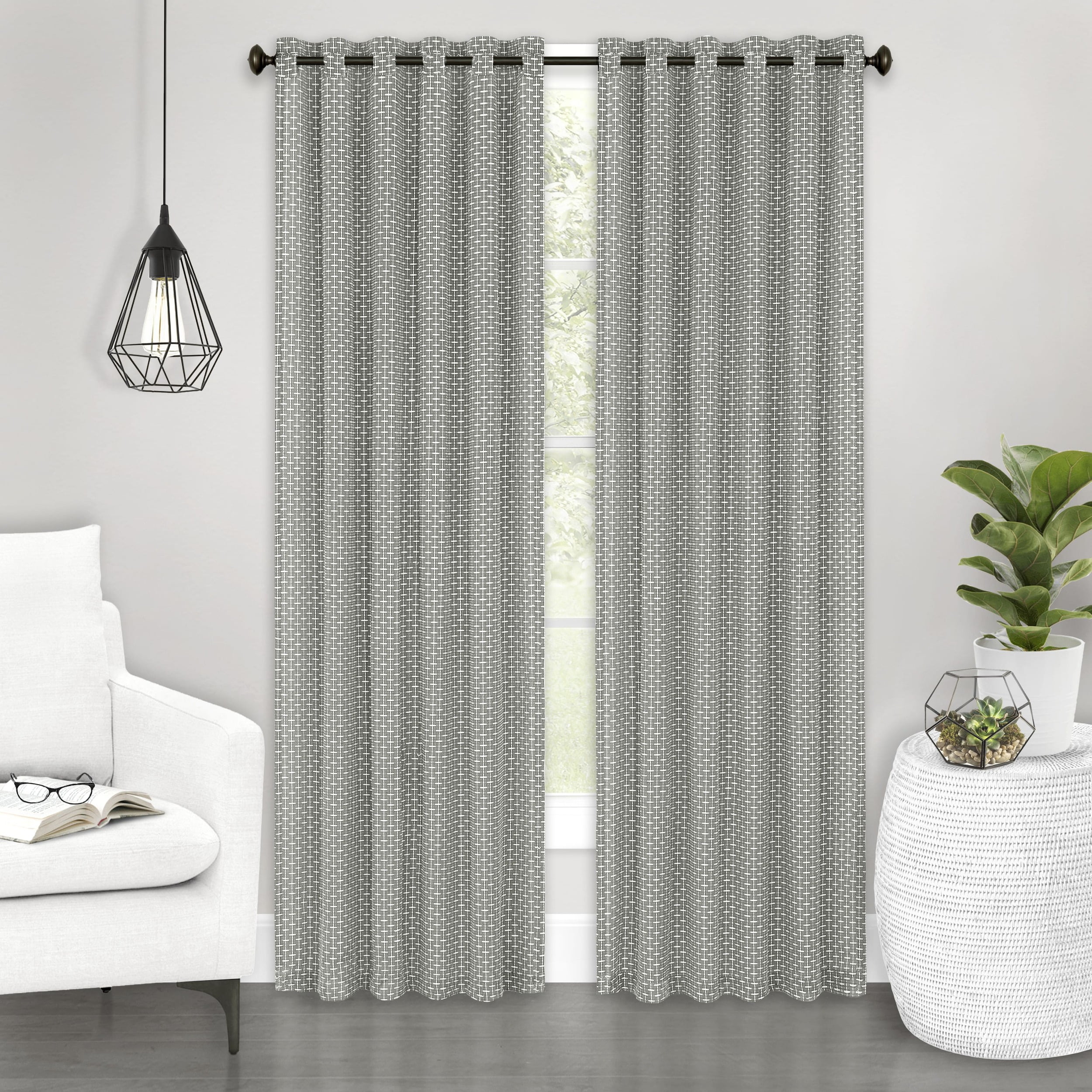 Achim Bedford Front Tab Light Filtering Curtain Panel, Grey, 42" x 84 ...