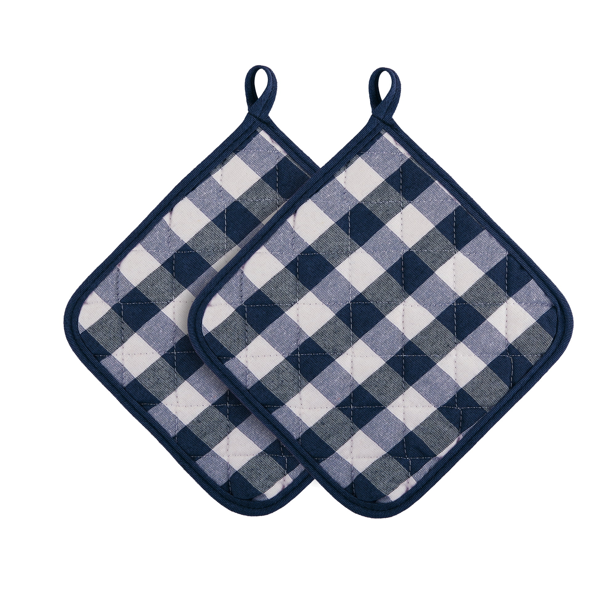 Achimonline, Pot Holders, 8"x8", Buffalo Check Navy Set of 2 - Walmart.com