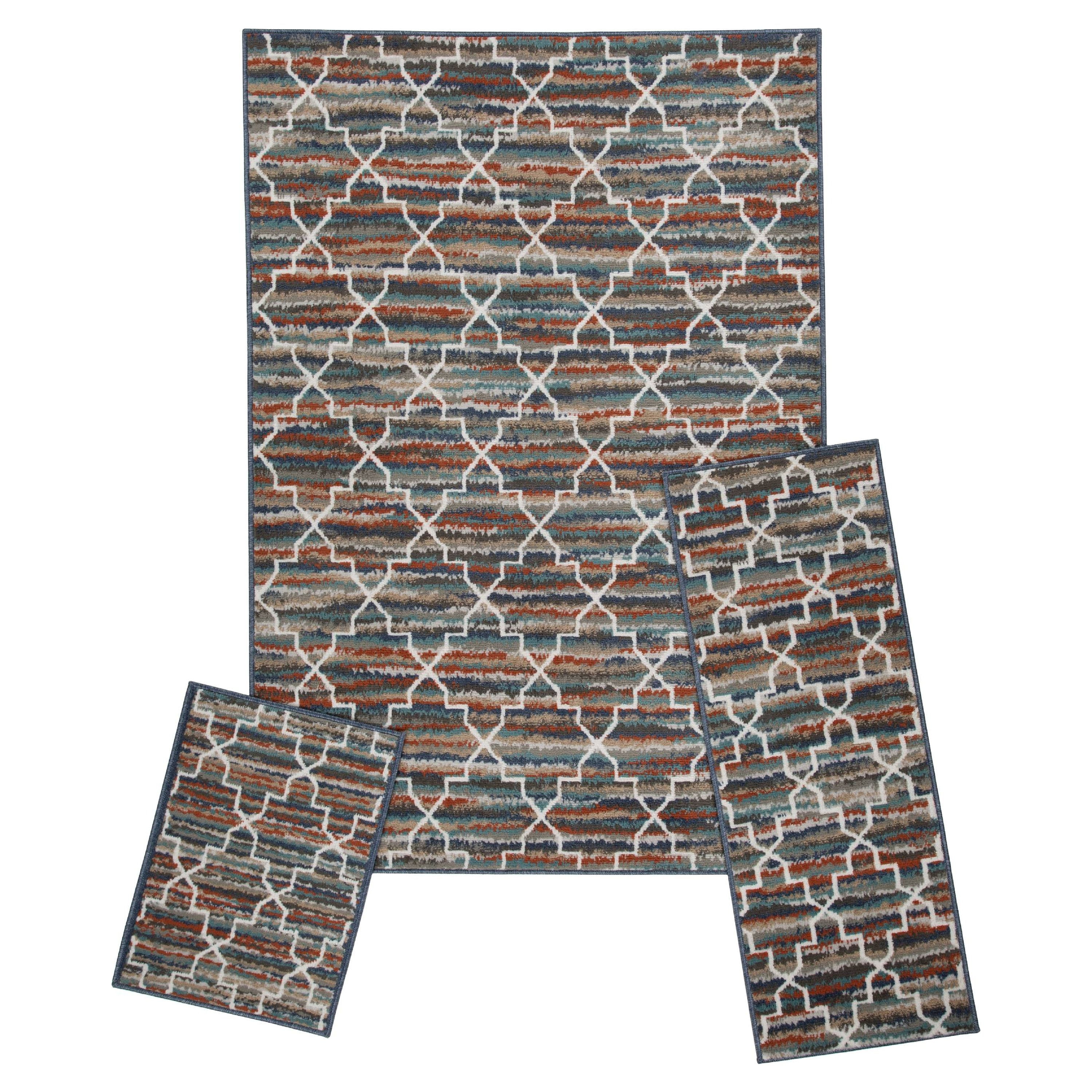 Achim Capri 3 Piece Rug Set Great For Living Room, Bedroom, Office ...