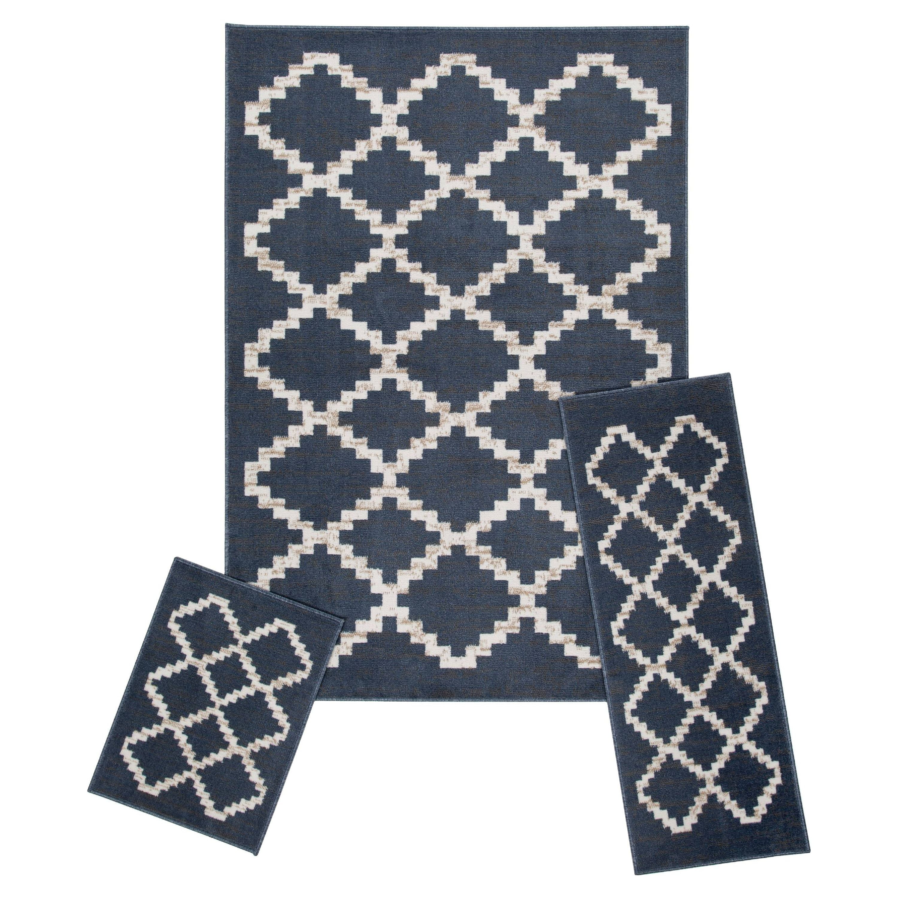 Achim Capri 3 Piece Rug Set Great For Living Room, Bedroom, Office ...